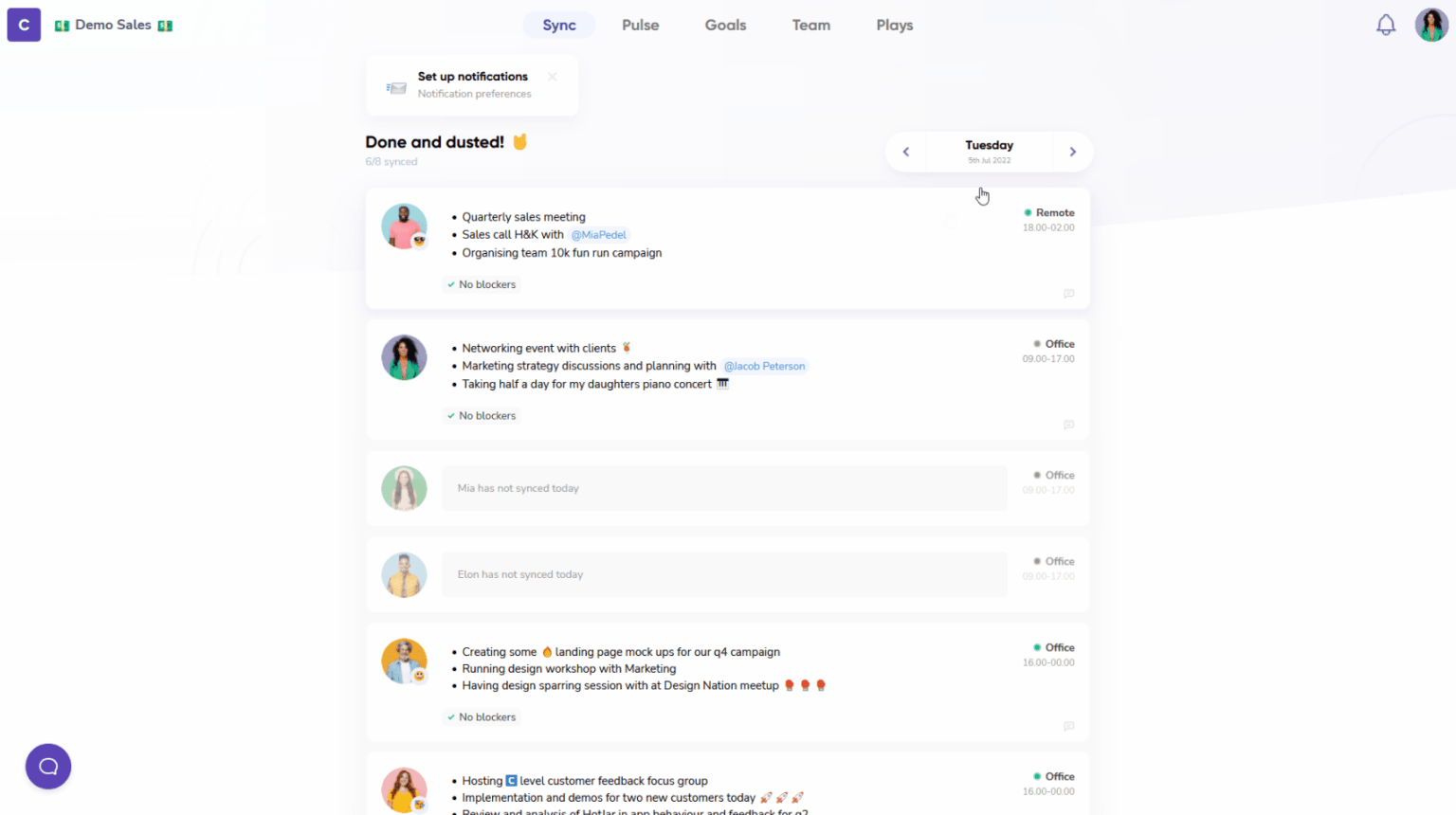 Daily Sync - Keep your team on the same page! - Cadrelo